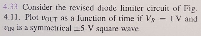 Solved 4.33 Consider the revised diode limiter circuit of | Chegg.com