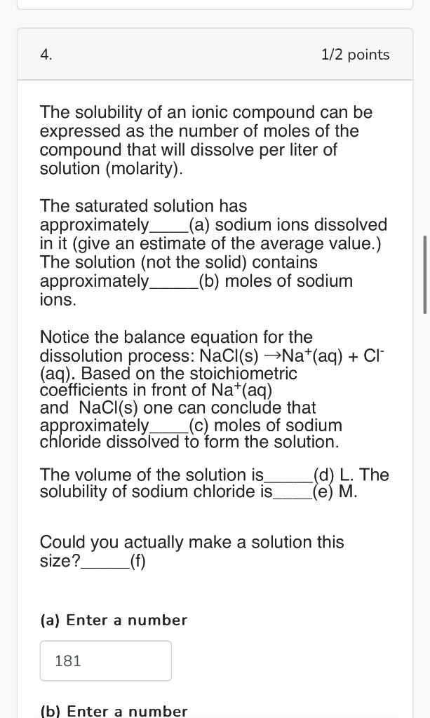 [Solved]: The solubility of an ionic compound can be expre