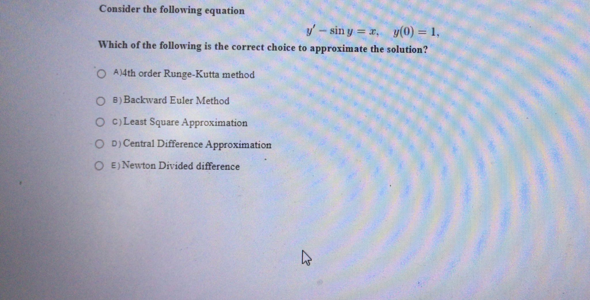 Solved Consider the following equation y′−siny=x,y(0)=1 | Chegg.com