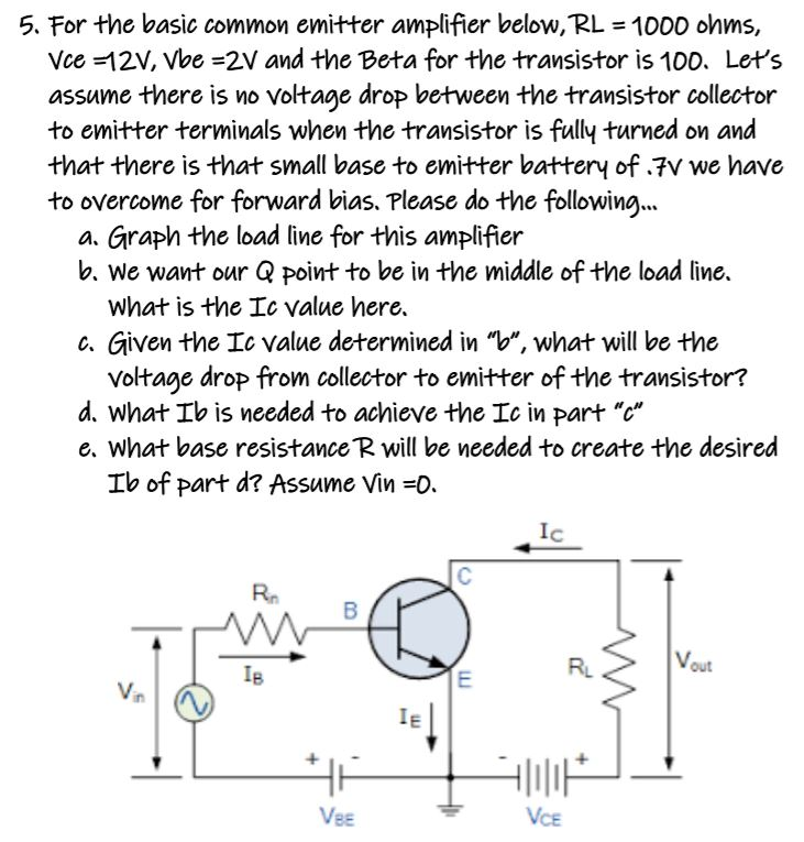 Solved 5. For the basic common emitter amplifier below, RL | Chegg.com
