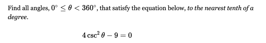 Solved Find all angles, 0°≤θ