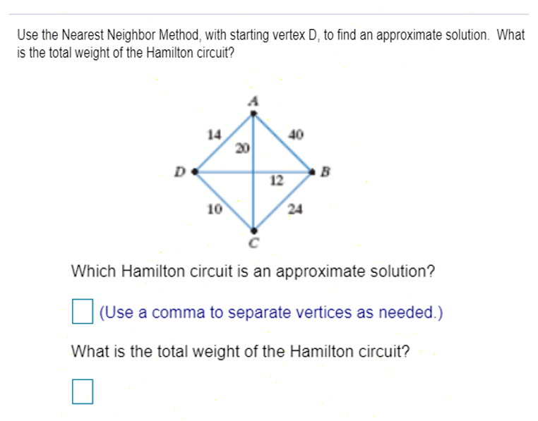 Solved Use the Nearest Neighbor Method, with starting vertex | Chegg.com