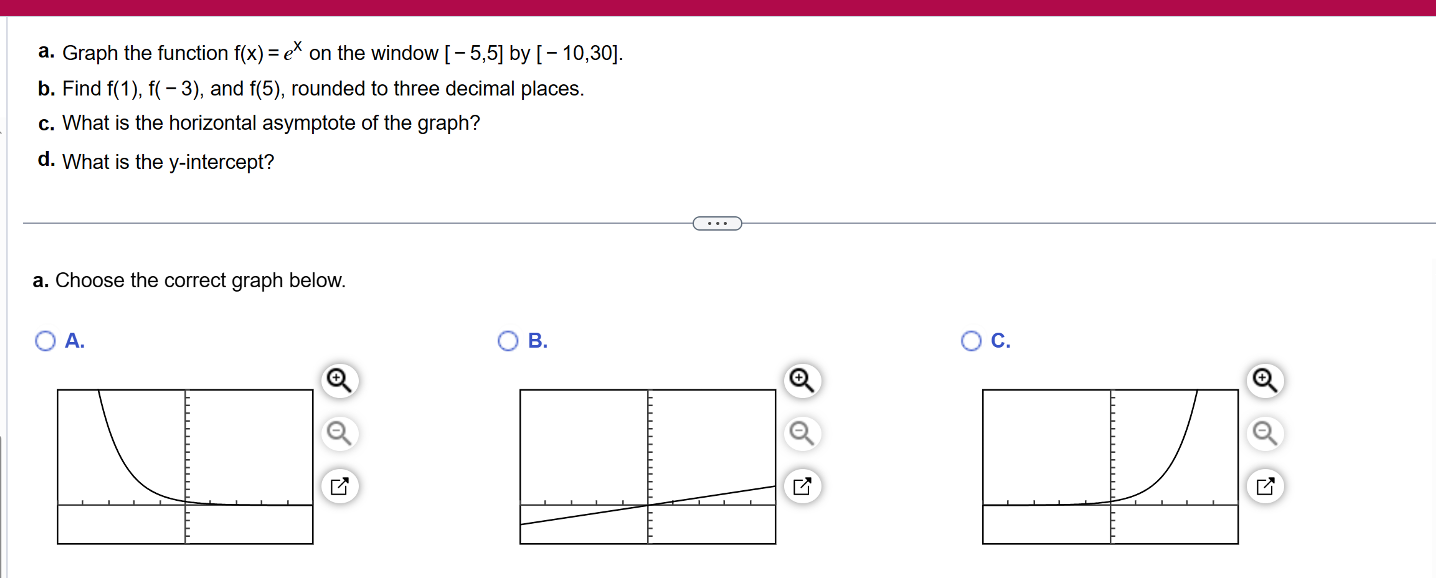 Solved a. ﻿Graph the function f(x)=ex ﻿on the | Chegg.com