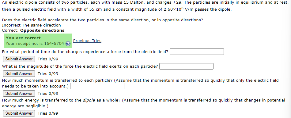 Solved An electric dipole consists of two particles, each | Chegg.com