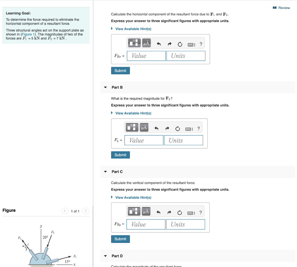 Solved A Review Calculate the horizontal component of the | Chegg.com