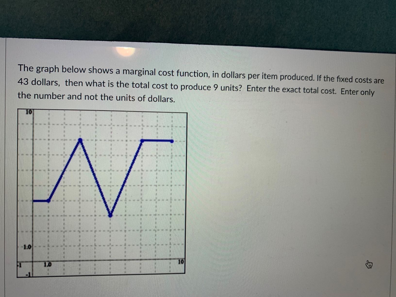 Solved The graph below shows a marginal cost function, in | Chegg.com