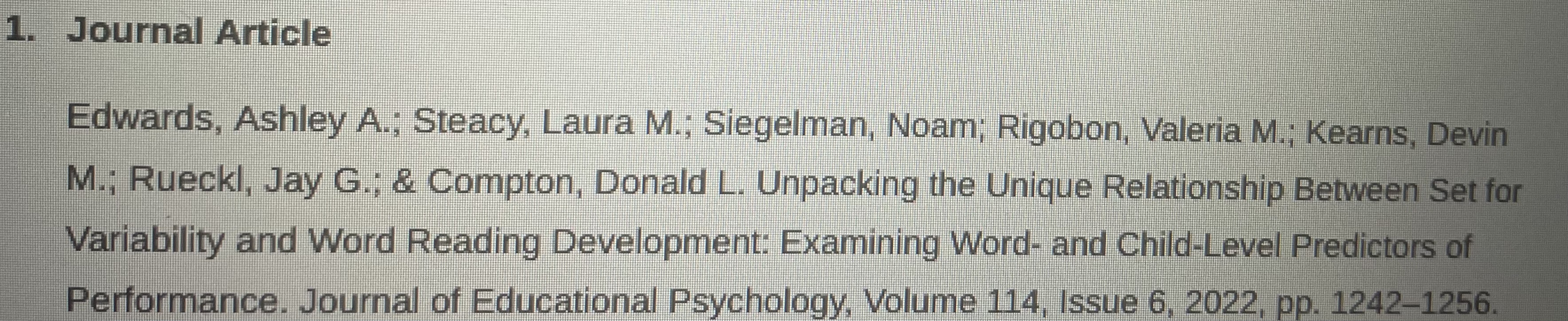 Journal Article Edwards, Ashley A.; Steacy, Laura M.; | Chegg.com