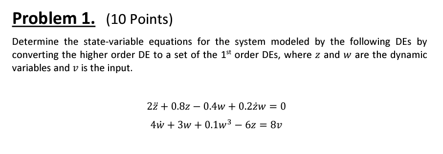 Solved Determine the state-variable equations for the system | Chegg.com