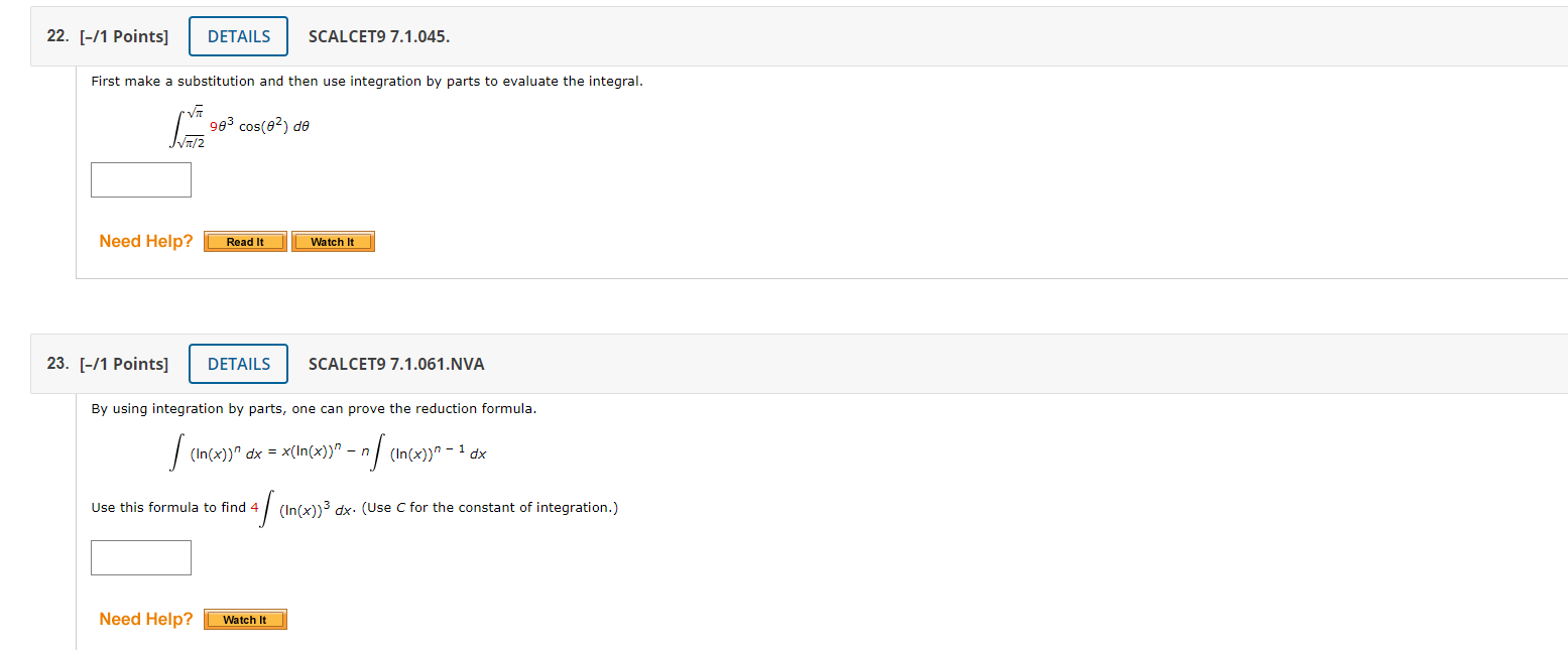 Solved 22. [-/1 Points) DETAILS SCALCET9 7.1.045. First make | Chegg.com