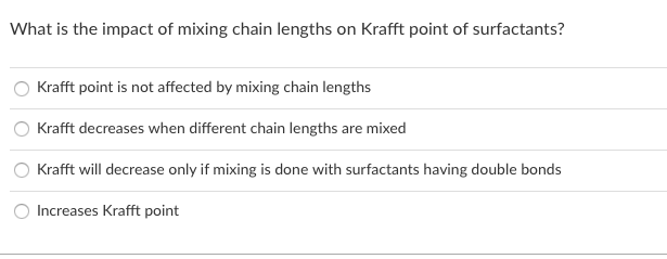 Solved What is the impact of mixing chain lengths on Krafft | Chegg.com