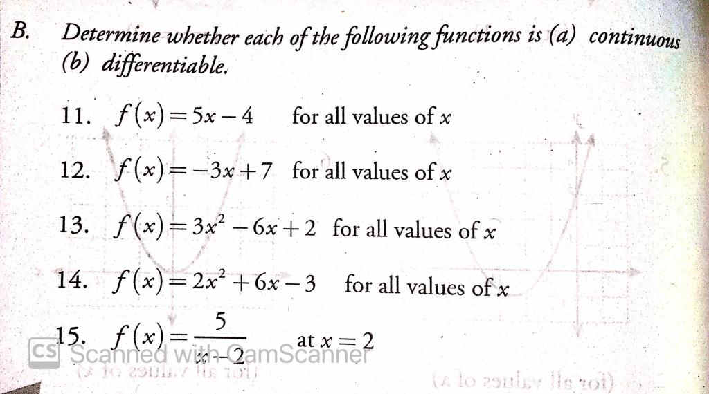 Solved B. Determine whether each of the following functions | Chegg.com