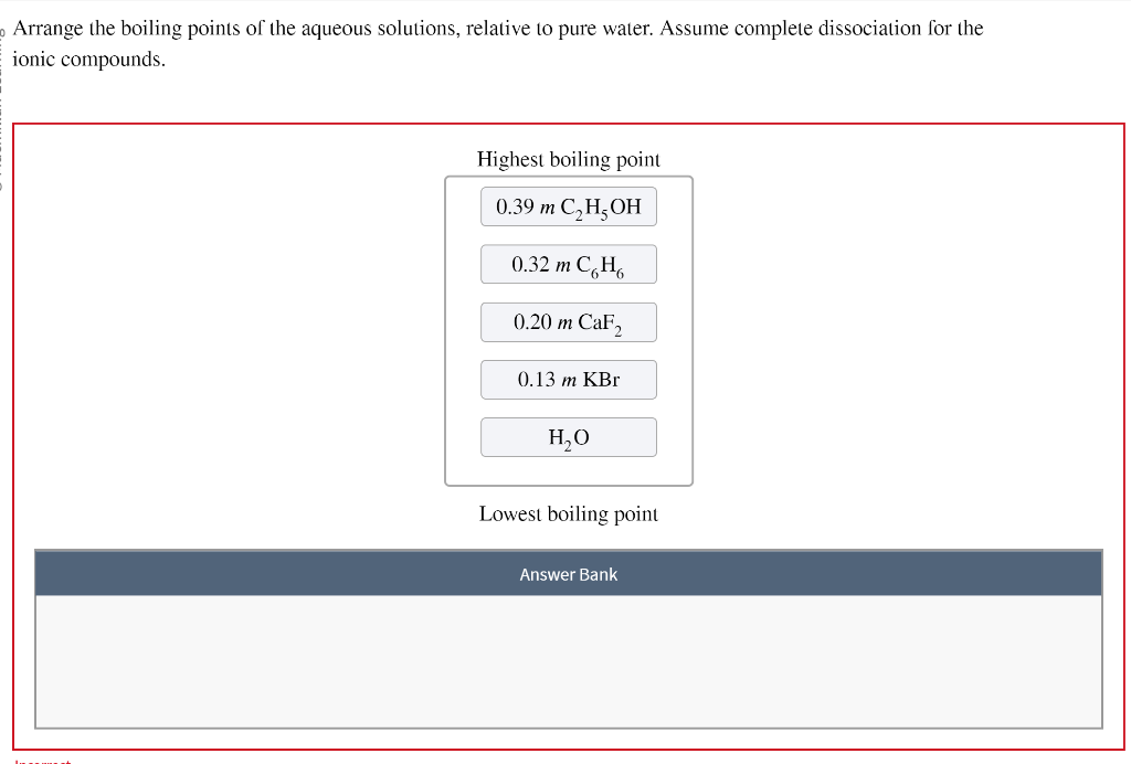 Solved Arrange the boiling points of the aqueous solutions, | Chegg.com