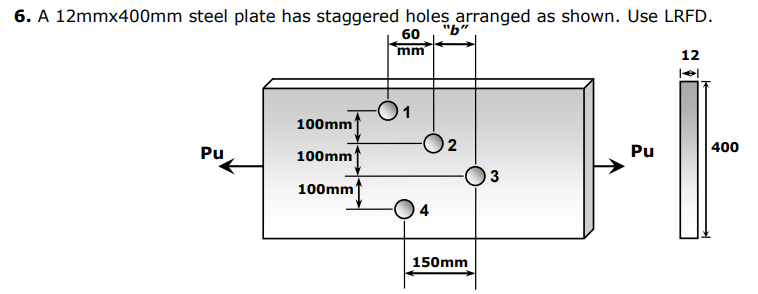 Solved PROBLEM 6. A 12mmx400mm steel plate has staggered | Chegg.com