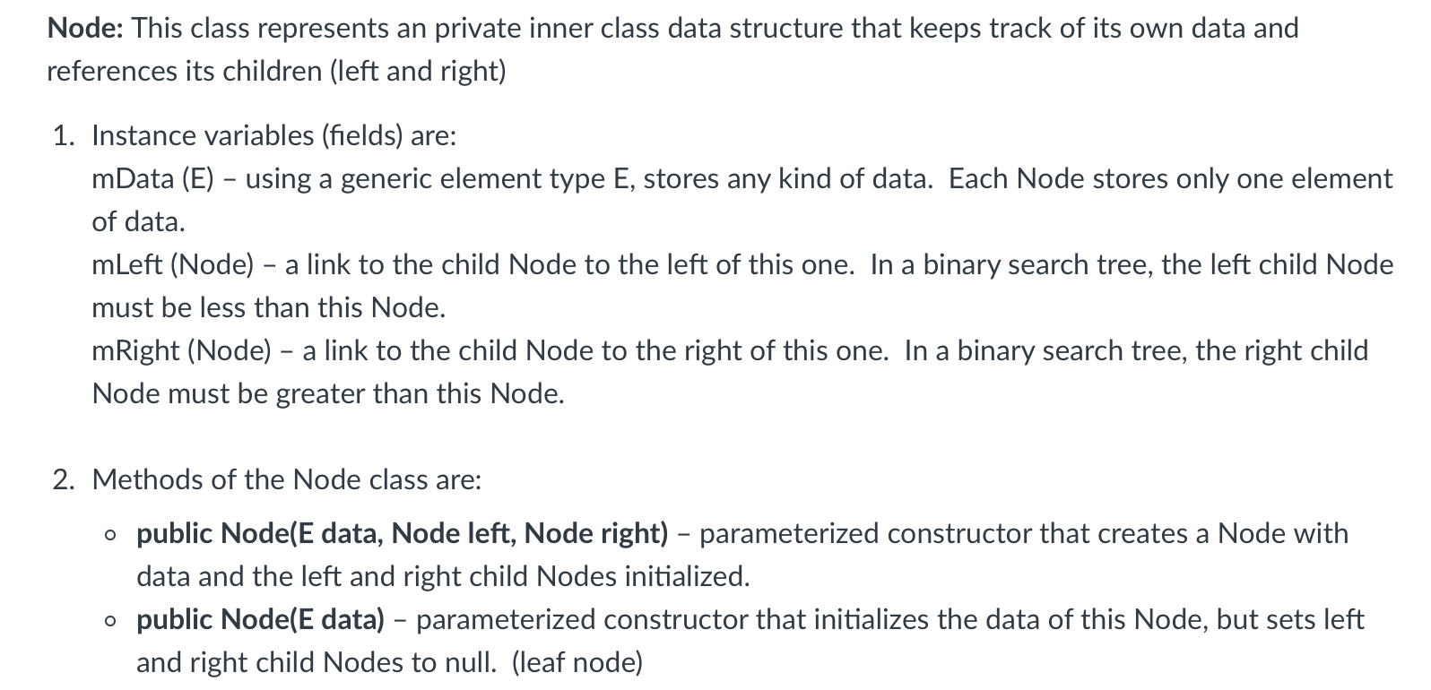 Solved Node: This class represents an private inner class | Chegg.com