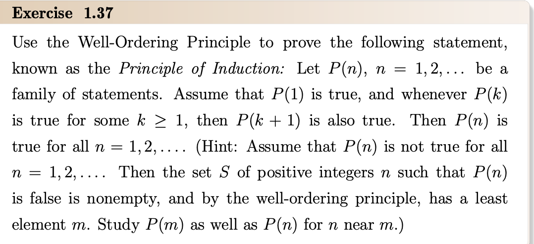 Solved Exercise 1.37 Use the Well-Ordering Principle to | Chegg.com