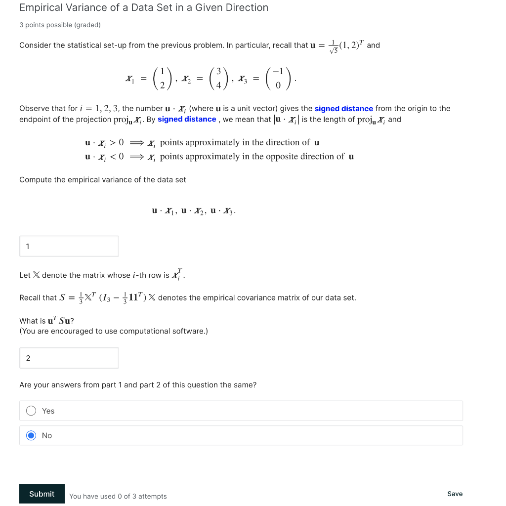 Solved Review Projection Onto A Line 3 Points Possible Chegg
