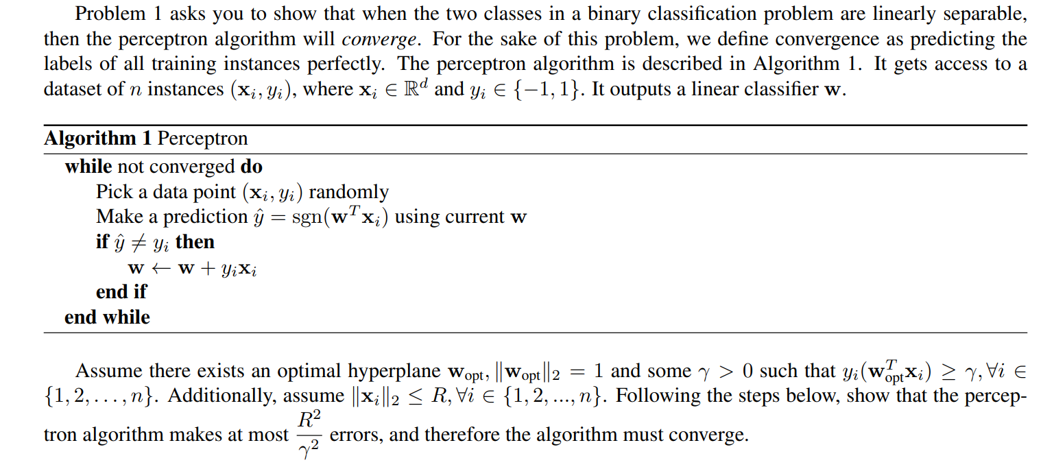 Solved Problem 1 Asks You To Show That When The Two Classes 