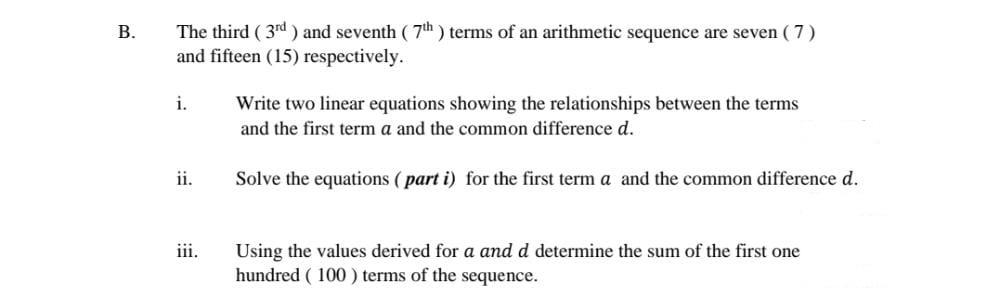 Solved B. The third (3rd) and seventh (7th) terms of an | Chegg.com