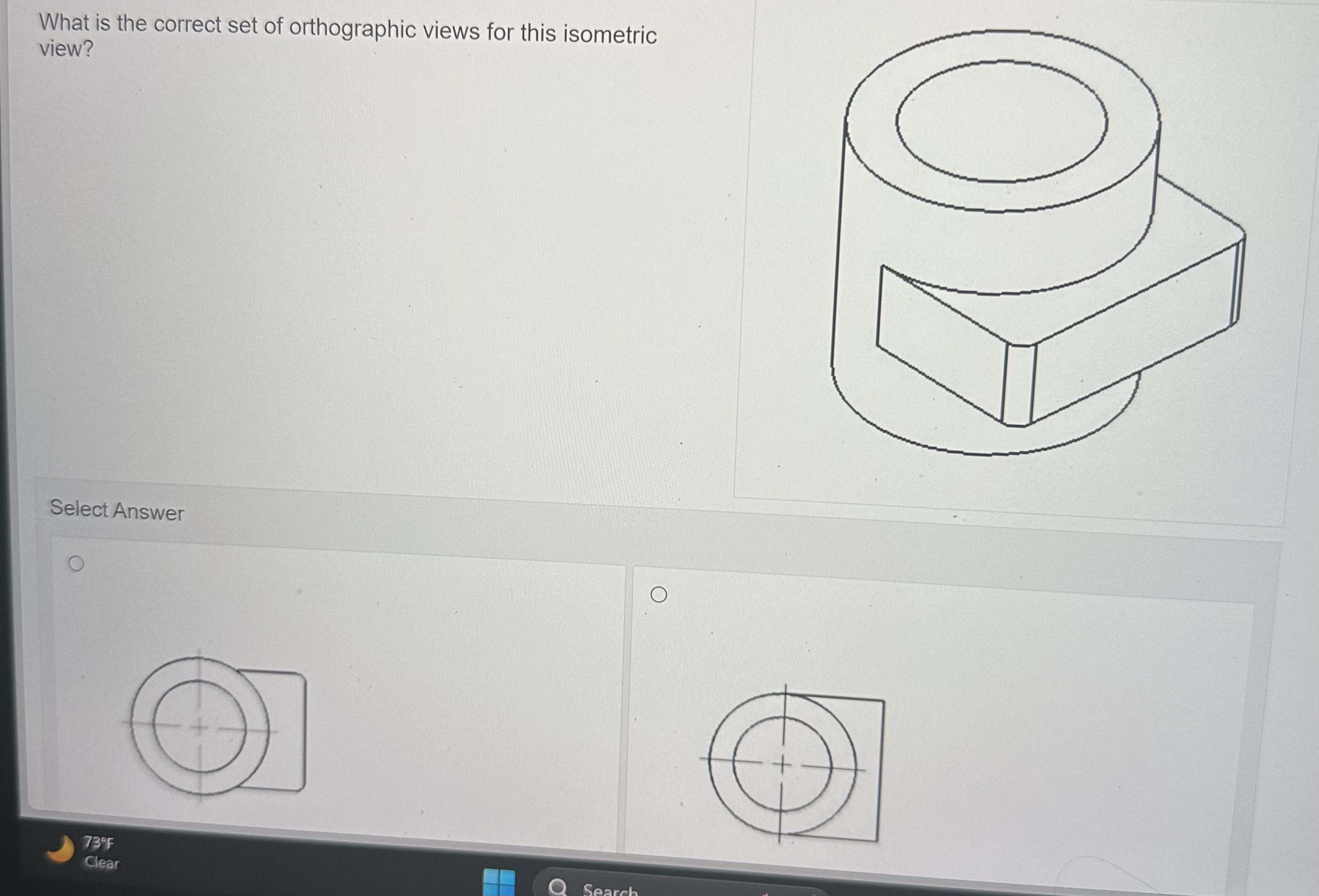 Solved What is the correct set of orthographic views for | Chegg.com