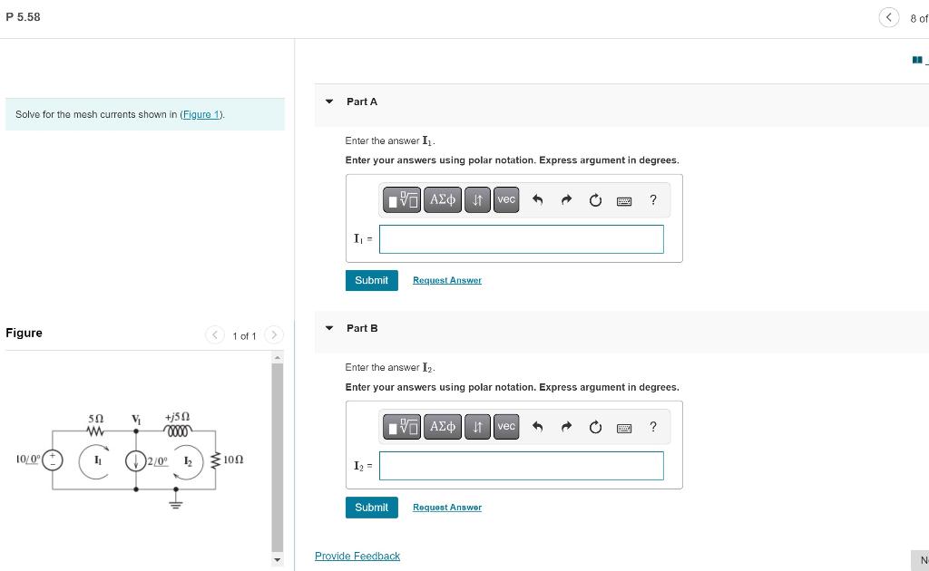 Solved Solve for the mesh currents shown in Enter the answer | Chegg.com