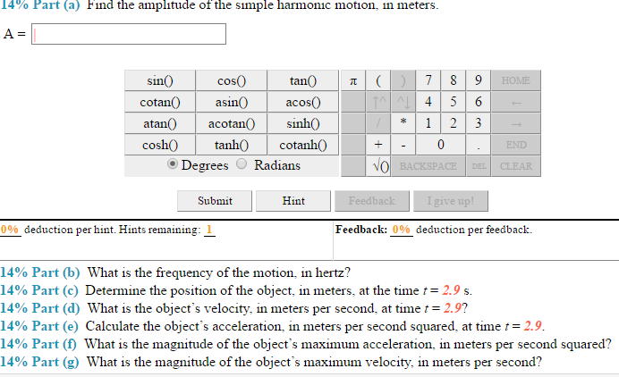 14% Part (a) Find the amplitude of the simple | Chegg.com