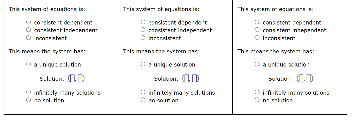 Solved For Each System Of Linear Equations Shown Below 