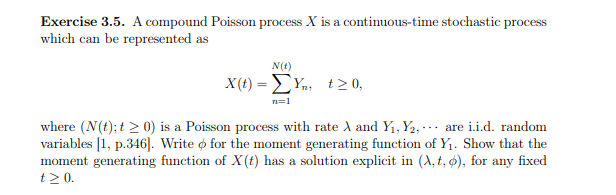 Solved Exercise 3.5. A compound Poisson process X is a | Chegg.com