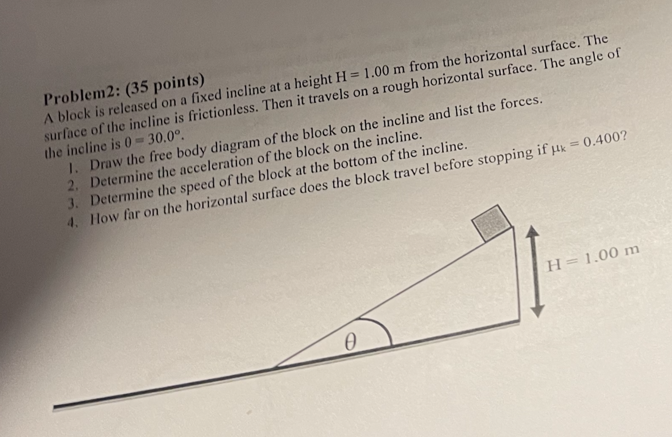 Solved Problem 2: (35 points) A block is released on a fixed | Chegg.com