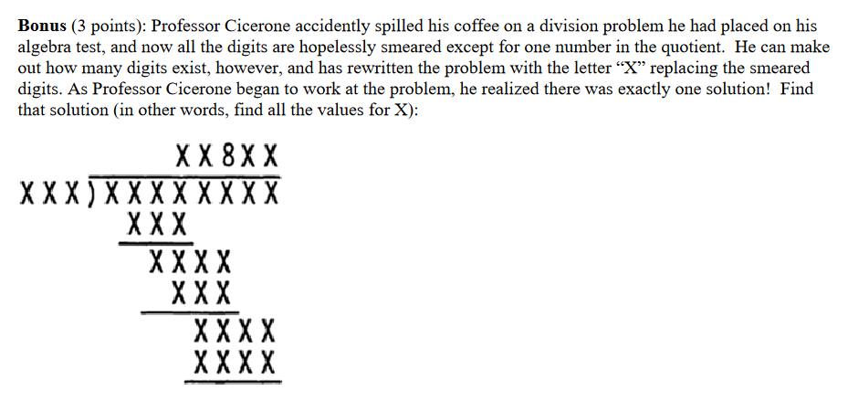 Solved Bonus ( 3 points): Professor Cicerone accidently | Chegg.com
