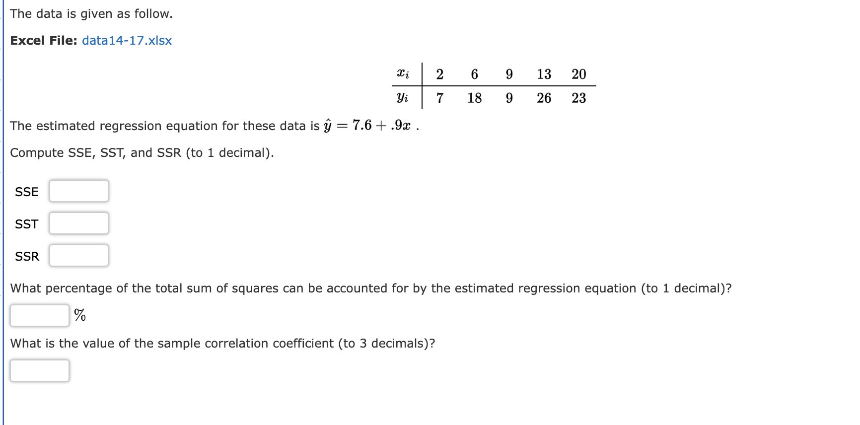 Solved The data is given as follow. Excel File: | Chegg.com