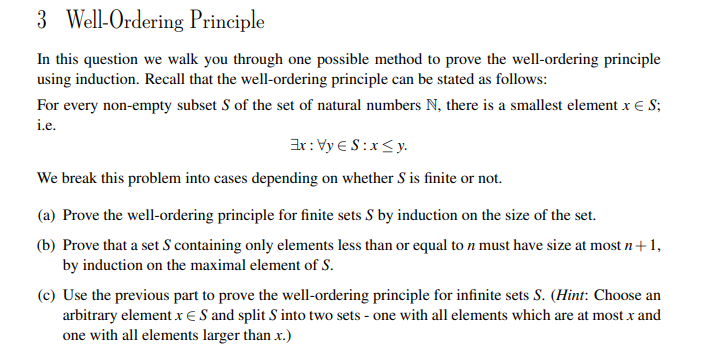 Solved 3 Well-Ordering Principle In this question we walk | Chegg.com