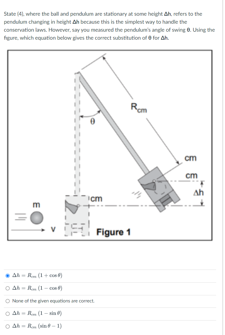 Solved State (4), where the ball and pendulum are stationary | Chegg.com