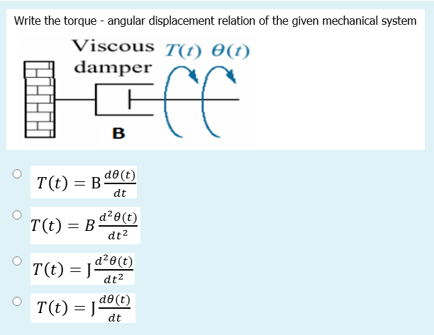 Solved Write the torque - angular displacement relation of | Chegg.com