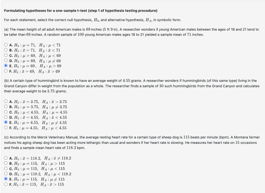 Solved For each statement, express the null hypothesis H0 | Chegg.com