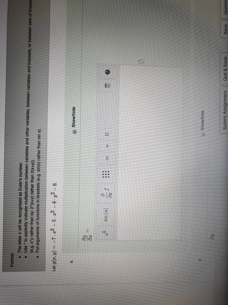 Solved Show/hide ab sin(a) Show/hide Reminder: check the | Chegg.com