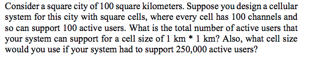 Solved Consider a square city of 100 square kilometers. | Chegg.com