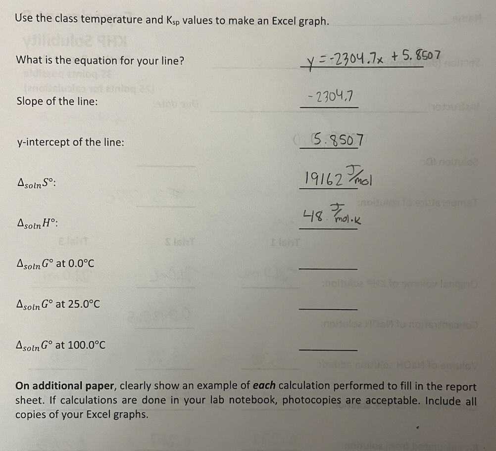 Solved sheet. If calculations are done in your lab notebook, | Chegg.com