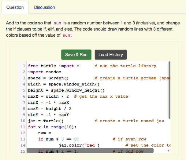 Solved Add to the code so that num is a random | Chegg.com