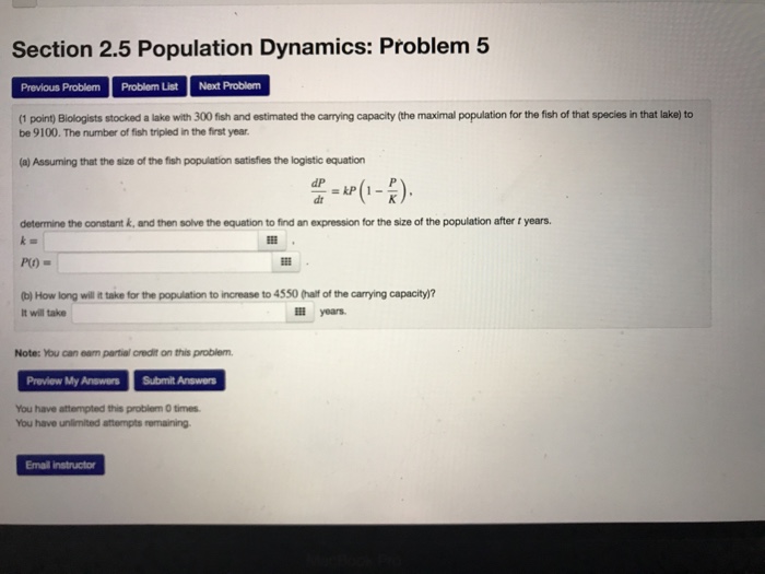 Solved Section 2 5 Population Dynamics Problem 5 Previous