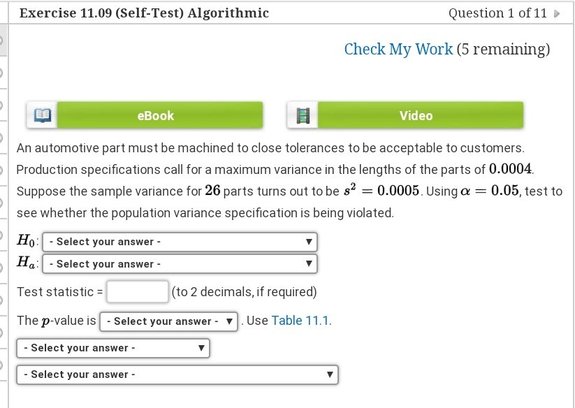Solved Exercise 11.09 (Self-Test) Algorithmic Question 1 of | Chegg.com