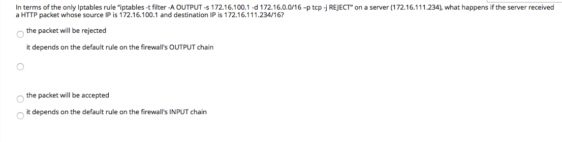 Solved In terms of the only Iptables rule "iptables -t | Chegg.com