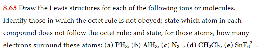 Solved 8.65 Draw the Lewis structures for each of the | Chegg.com