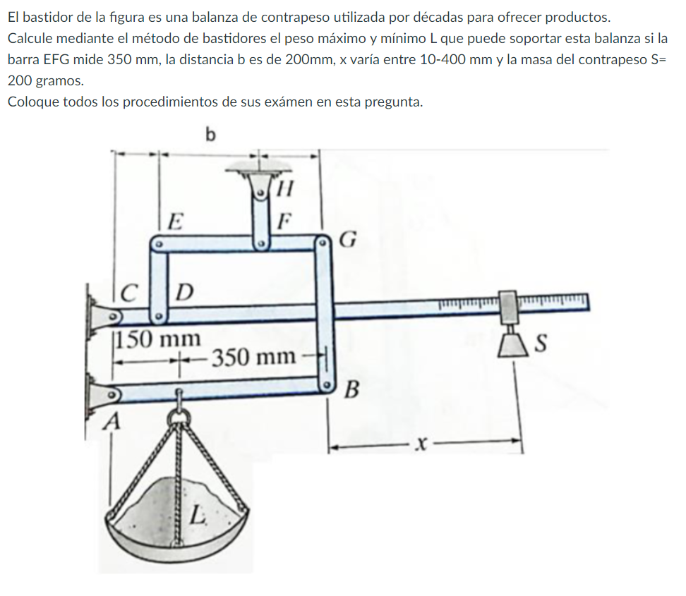 El bastidor de la figura es una balanza de contrapeso | Chegg.com