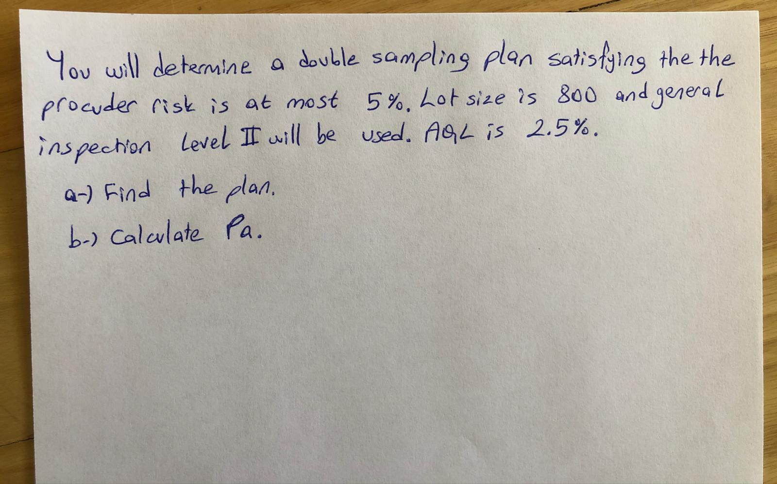 You will determine a double sampling plan satisfying | Chegg.com