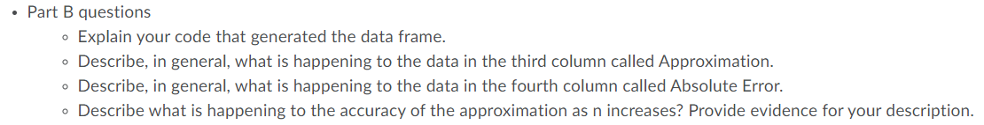 Solved Part B. Create a data frame and populate it with the | Chegg.com