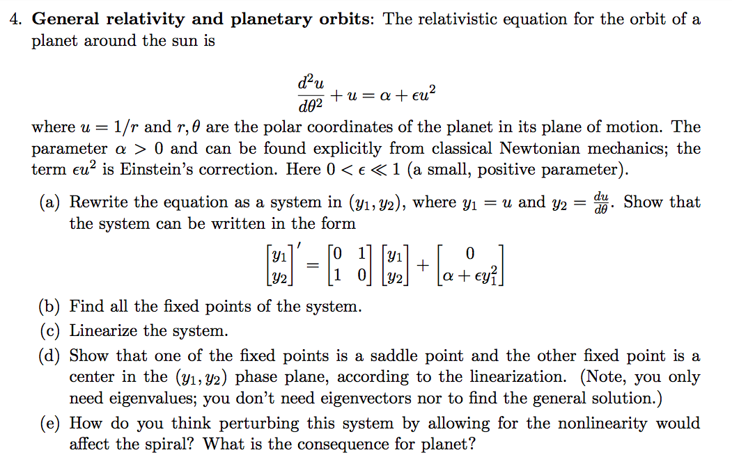 Solved 4. General relativity and planetary orbits: The | Chegg.com