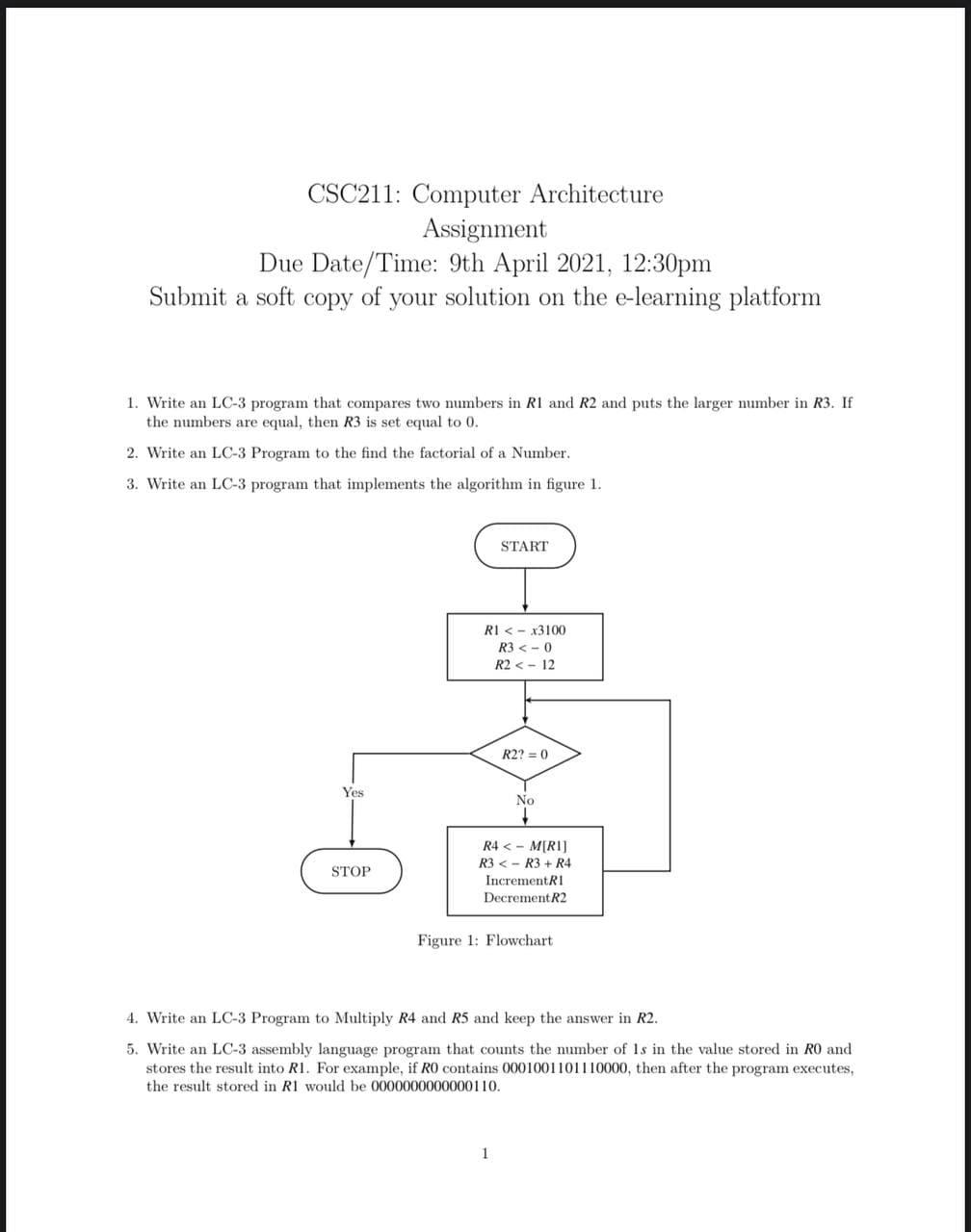 Solved CSC211: Computer Architecture Assignment Due | Chegg.com