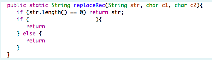 Solved public static String replaceRec(String str, char ci, | Chegg.com