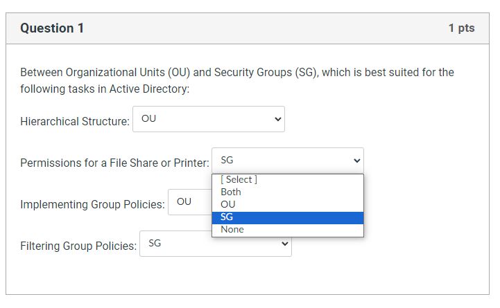 Solved Question 1Between Organizational Units (OU) ﻿and | Chegg.com