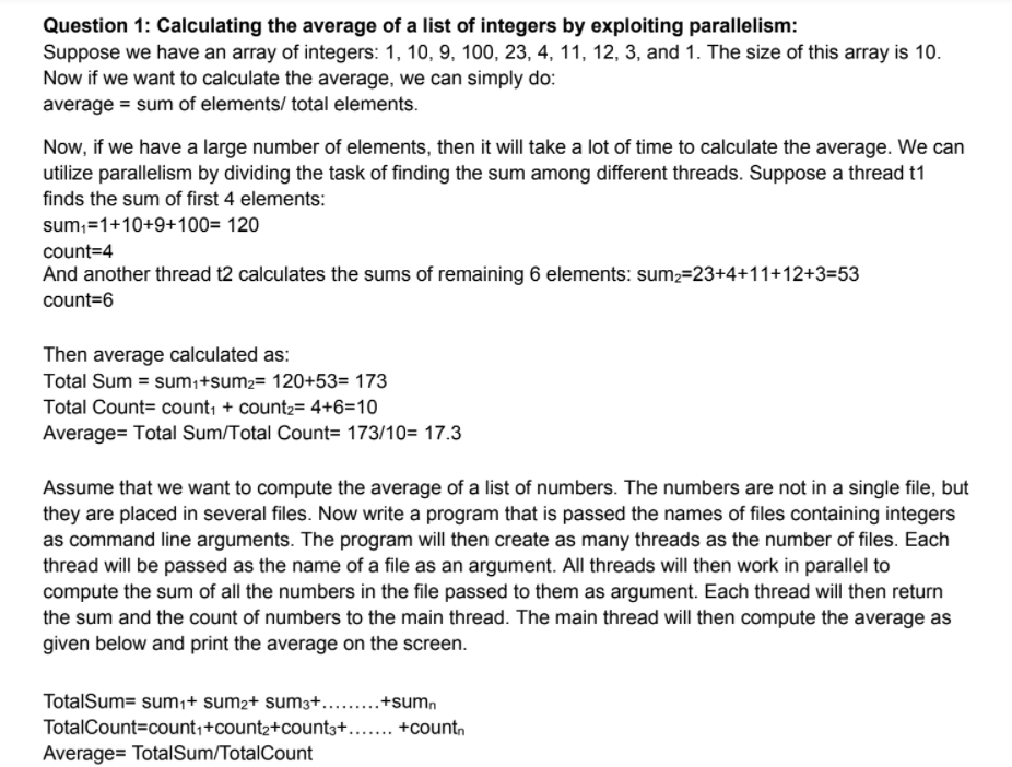 Solved Question 1: Calculating the average of a list of | Chegg.com